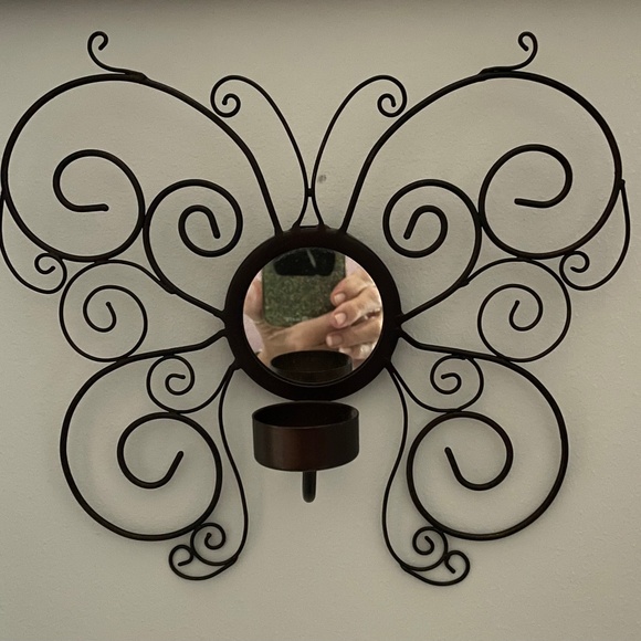 Pier 1 | Art | Pier Metal Butterfly Wall Art With Mirror And Candle Tea ...